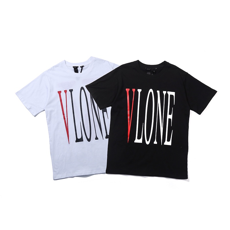 FASHION VLONE Red Big V Print Men and Women Cotton Sports T-Shirts ...