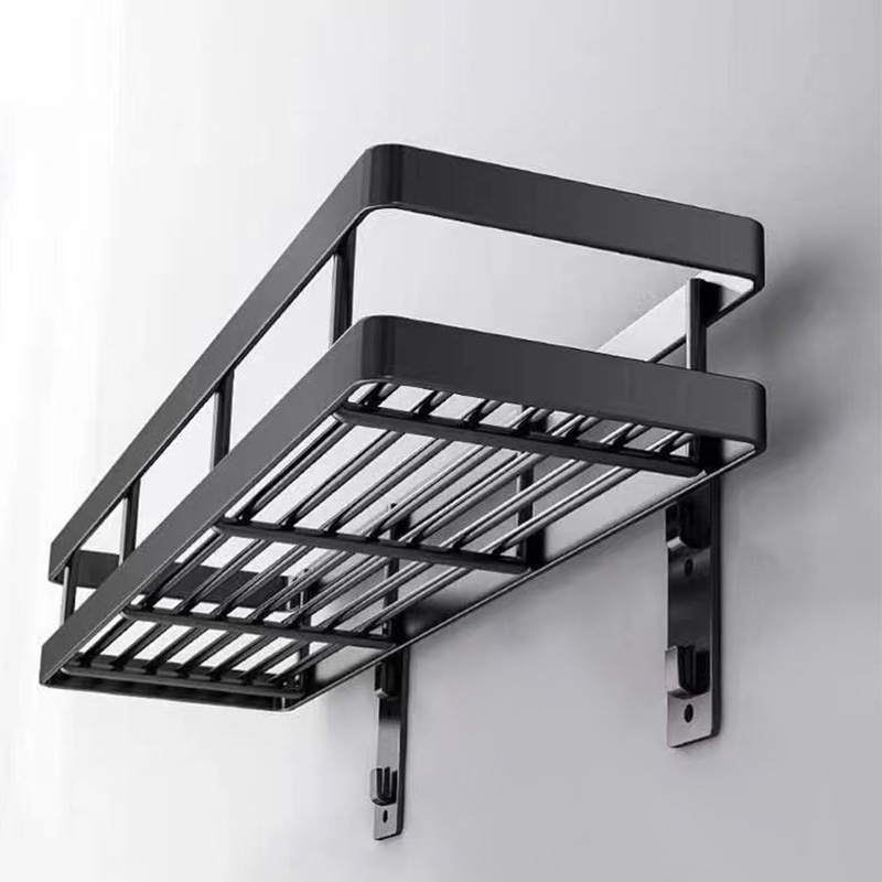 【GO⚡】Wall Mounted Hanging Rack Shelf Holder Organizer Bathroom Storage ...