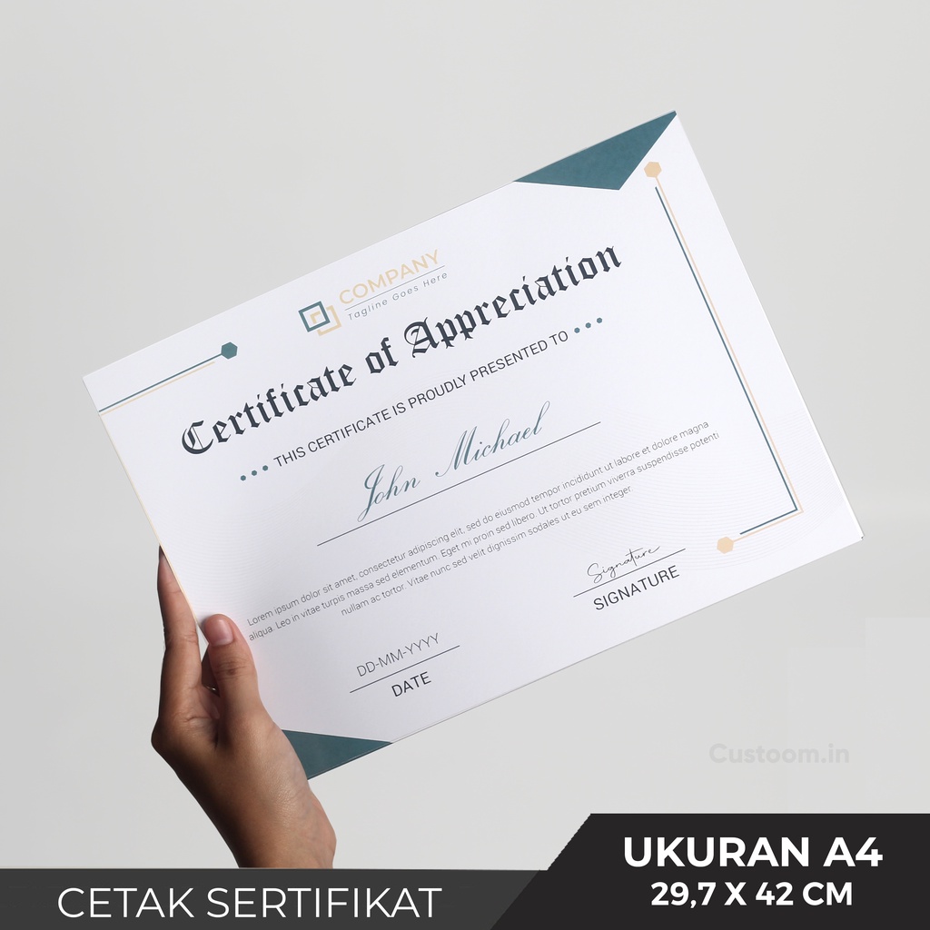 Certificate Printing - A4 Size (29,7 x 21 cm) - Concorde Paper ...