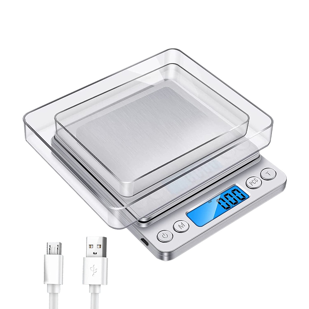 Food Scale Rechargeable Kitchen Scale with Trays 3000g/0.1g Mini Scale ...