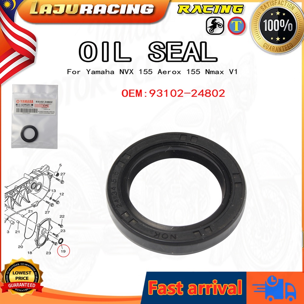 Yamaha Genuine Pulley Side Oil Seal 93102-24802 AEROX V1 V2 NMAX V2 ...