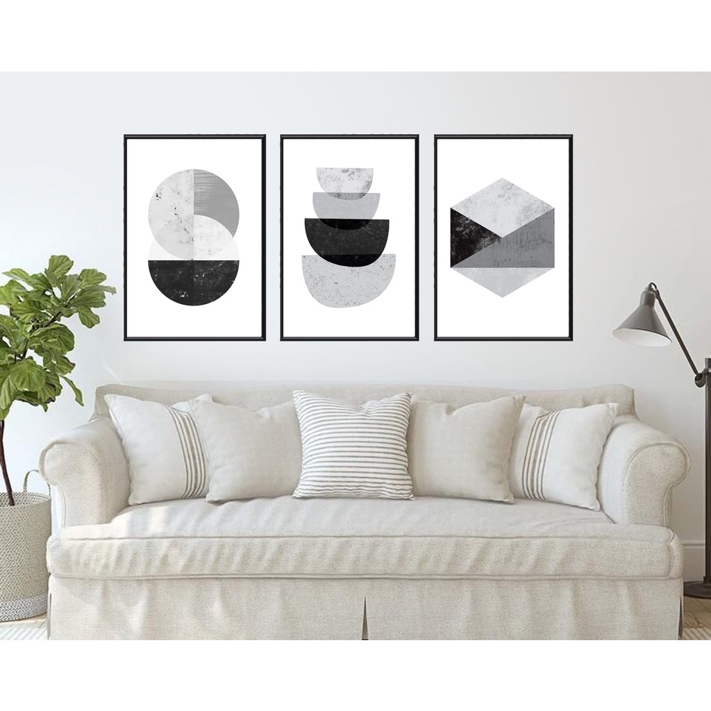 BLACK AND WHITE ABSTRACT AND GEOMETRICAL MINIMALIST SCANDI WALL DECOR ...