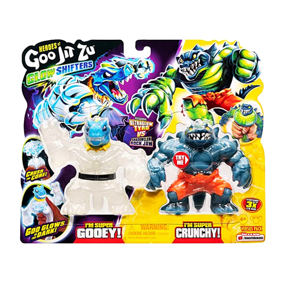 Heroes of Goo Jit Zu Glow Shifters Versus, Pack Tyro VS Rock Jaw Goo Glows in The Dark Toys Ages ...