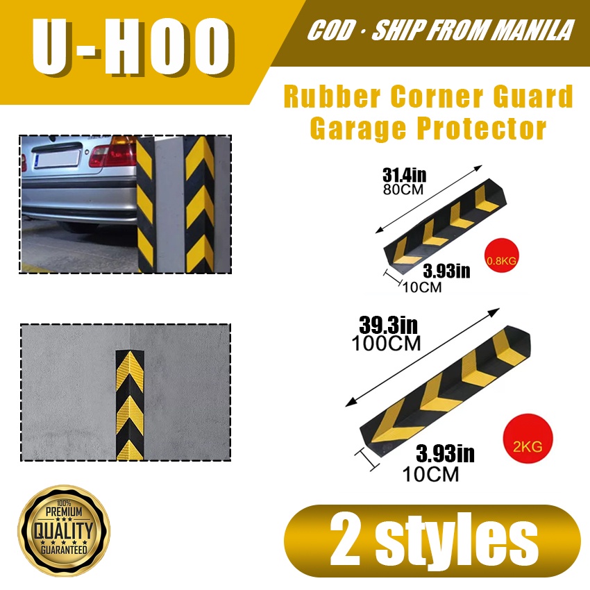 80/100cm Parking Reflectorized Corner Guard Safety Rubber Edge ...