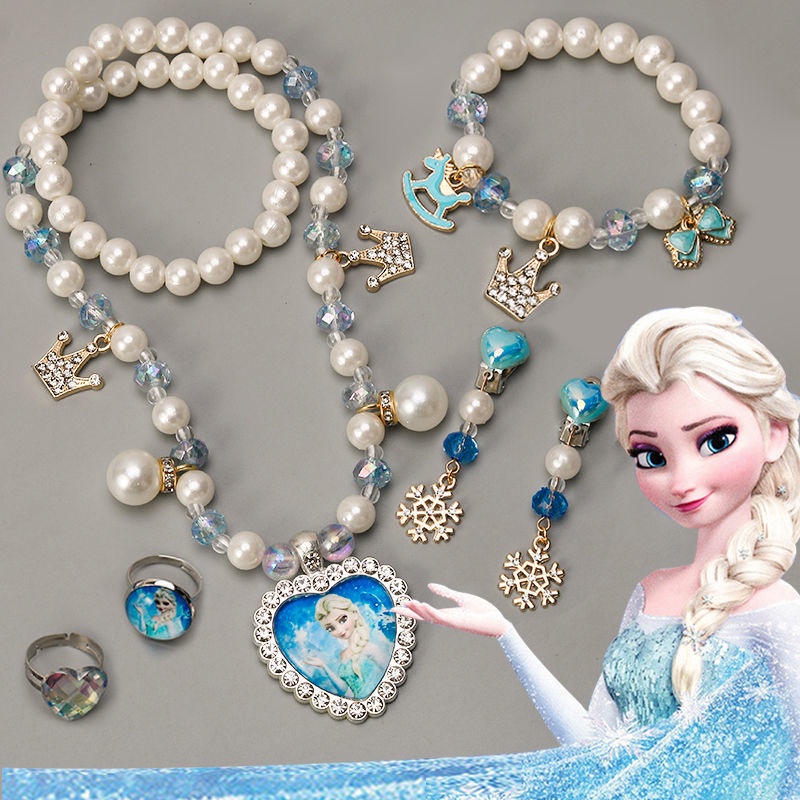 Girls Necklace Frozen Elsa Necklace Little Girl Bracelet Earrings Ring ...