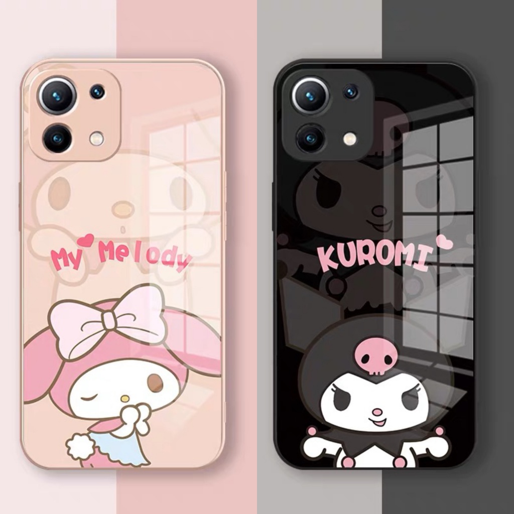 IPhone 14 glass case Overlay Kuromi My melody compatible with 13 12 pro ...