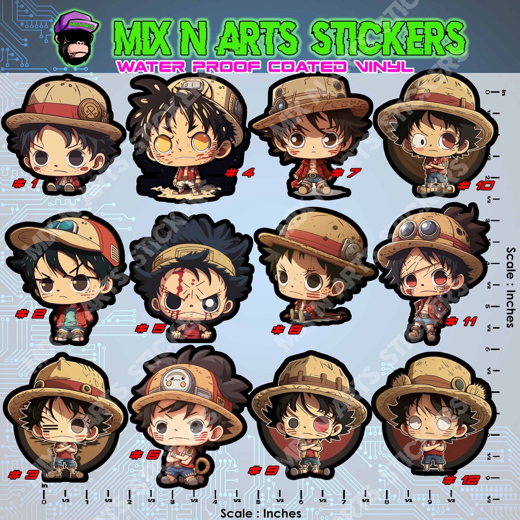 Luffy Cartoon Drawing Waterproof Vinyl Sticker for Motorcycle Tumbler ...
