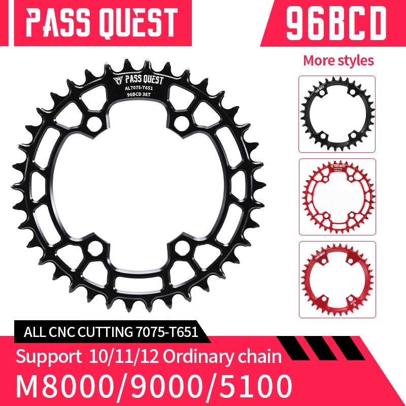 PASS QUEST 96bcd chainring asymmetrical MTB Narrow Wide Chain ring 30T 32T 34T 36T 38T 40T 42T ...