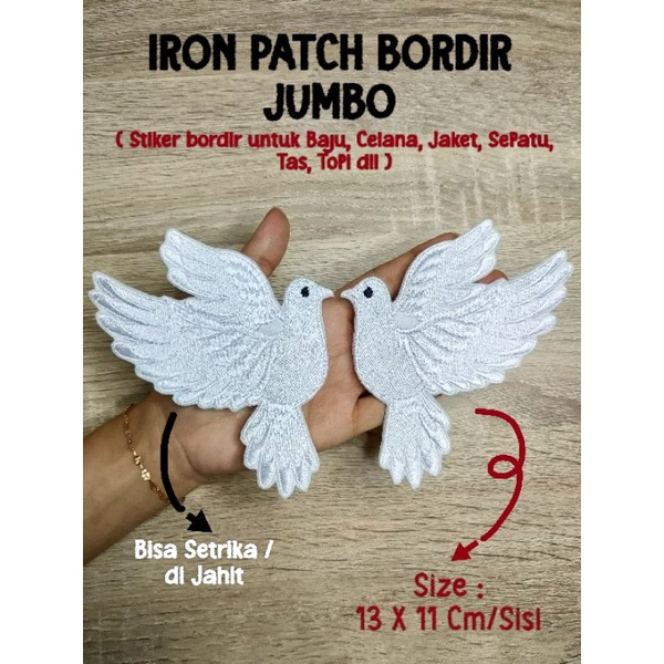 Jumbo MERPATI patch embroidery 1 set already has glue, just iron it on ...