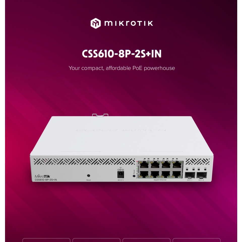 MikroTik CSS610-8P-2S+IN - Enterprise Smart Switch w/ (8) Gigabit POE ...