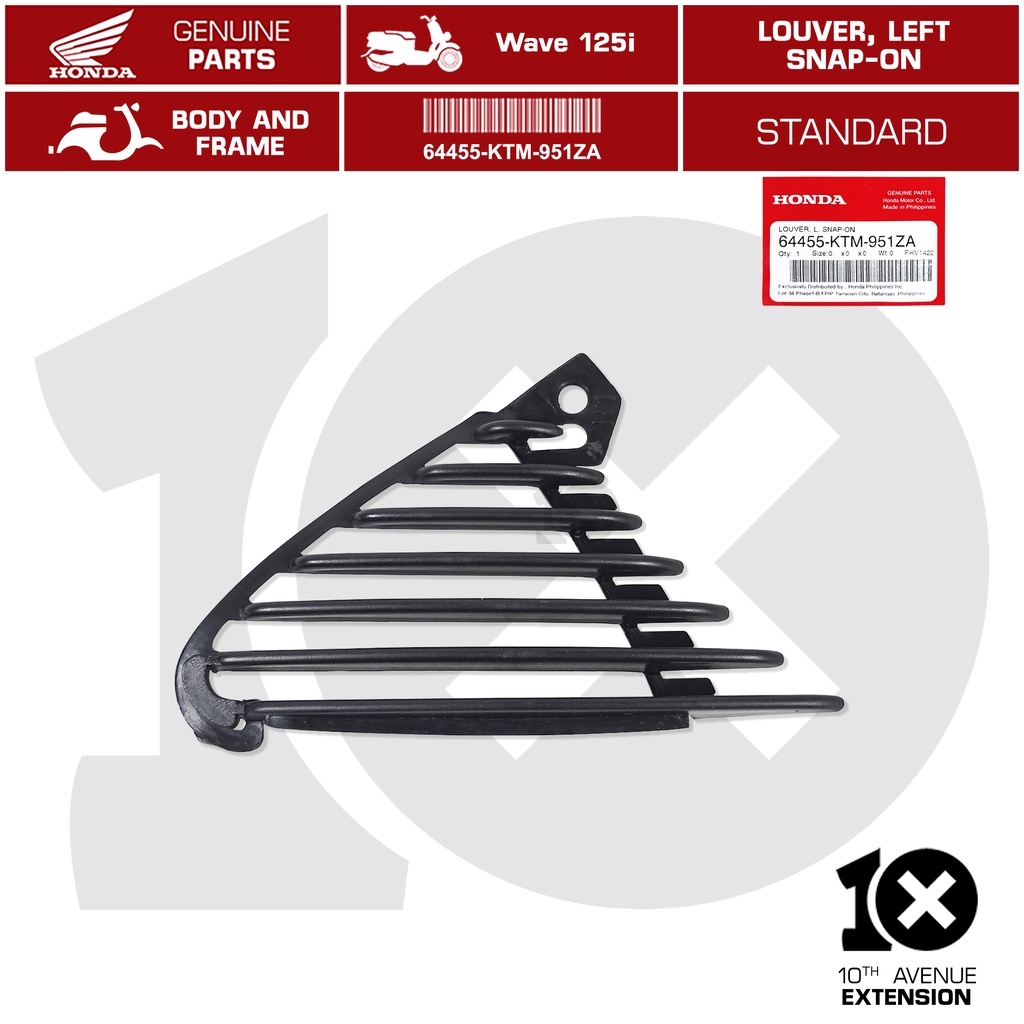 10thX HONDA Genuine Louver Left Snap-on Part No.64455-KTM-951ZA for ...