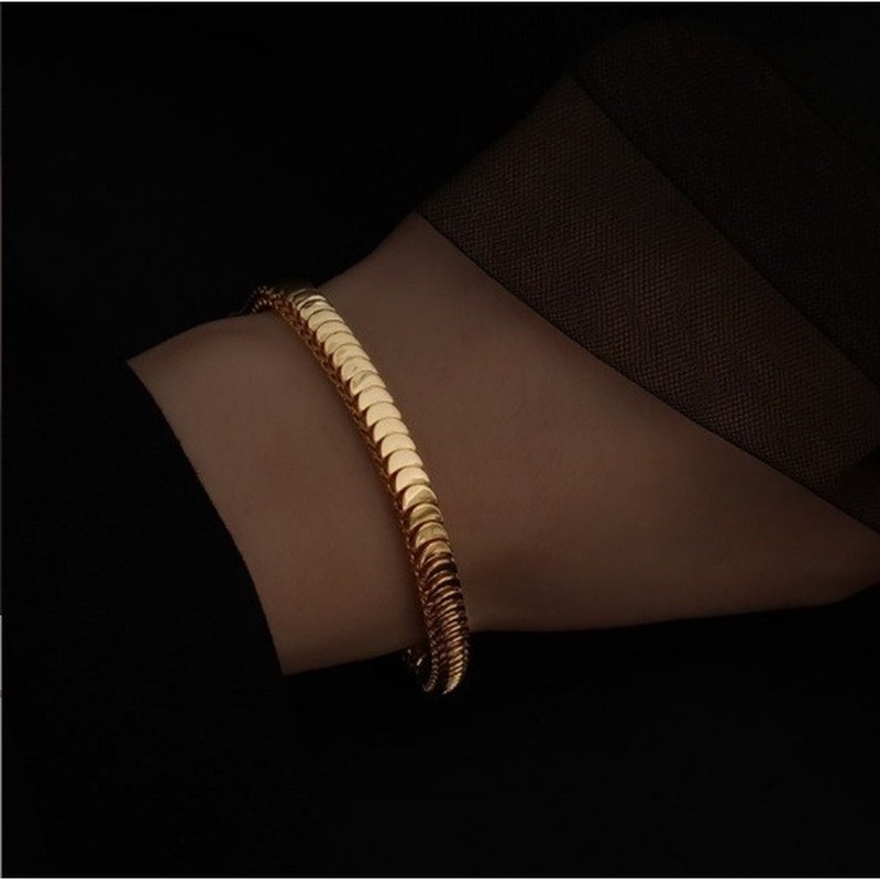 Sparkling Titanium Steel 18K Fish Scale Mesh Bracelet Female Simple ...