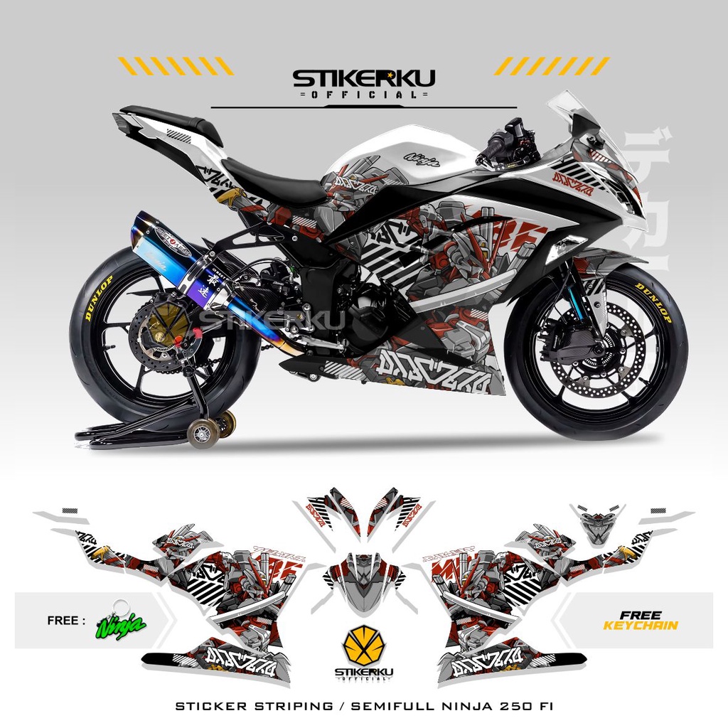 Striping NINJA250 FI GUNDAM Edition/PART 1/STICKER/STOCK DECALS ...