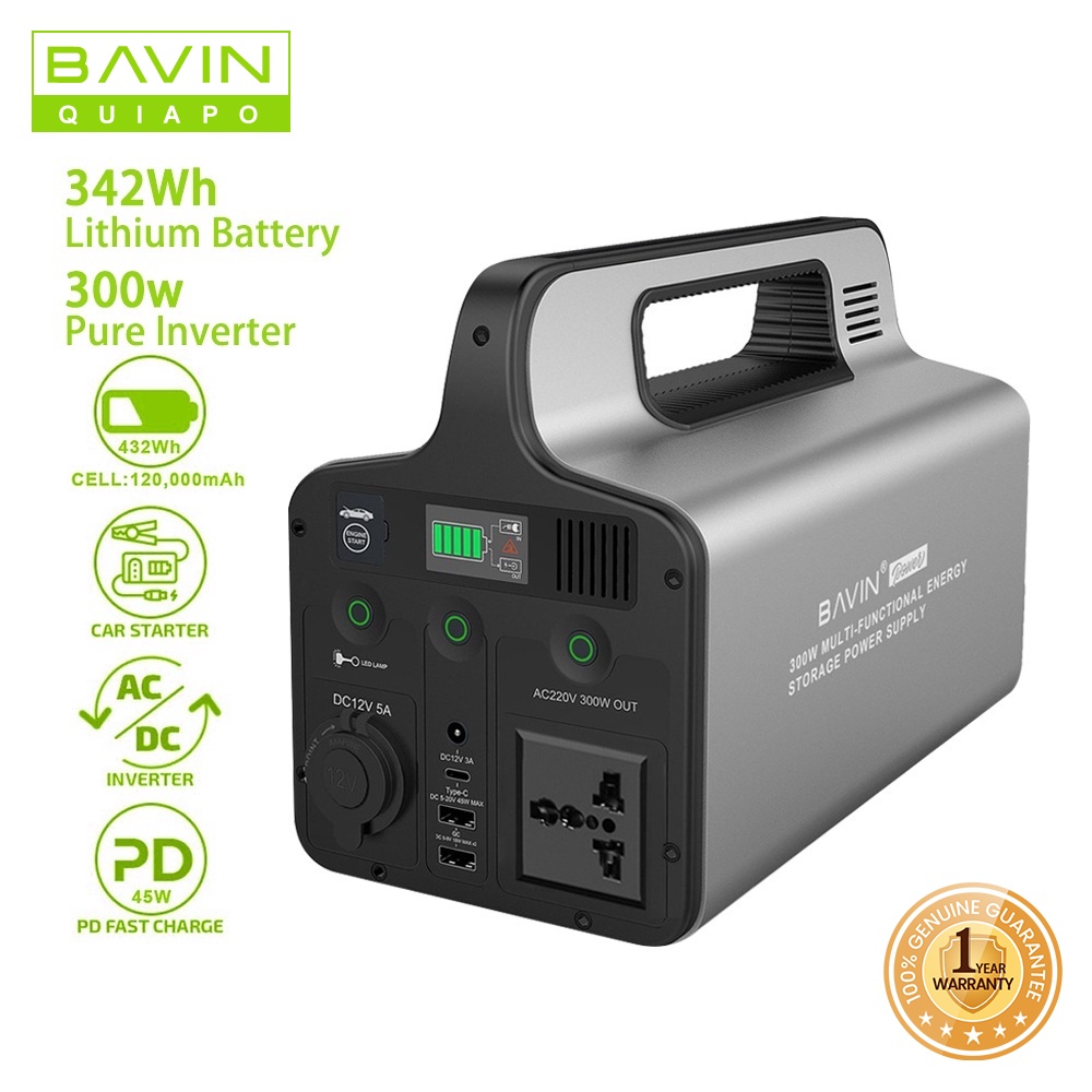 BAVIN PS300 120000mAh 432Wh PD Fast 45W & QC3.0 300W for Outdoors ...
