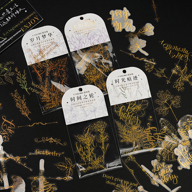 30pcs/pack Vinatage Junk journaling collage PET laser foil sticker pack ...