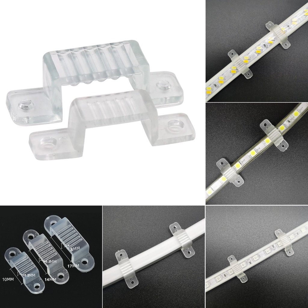 50pcs Plastic Fixing Clip 10mm 12.5mm 14mm 17mm LED Strip Holders ...