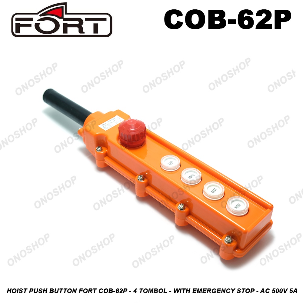 TOMBOL Fort COB-62P Push Button Hoist - 4 Buttons - With Emergency Stop ...