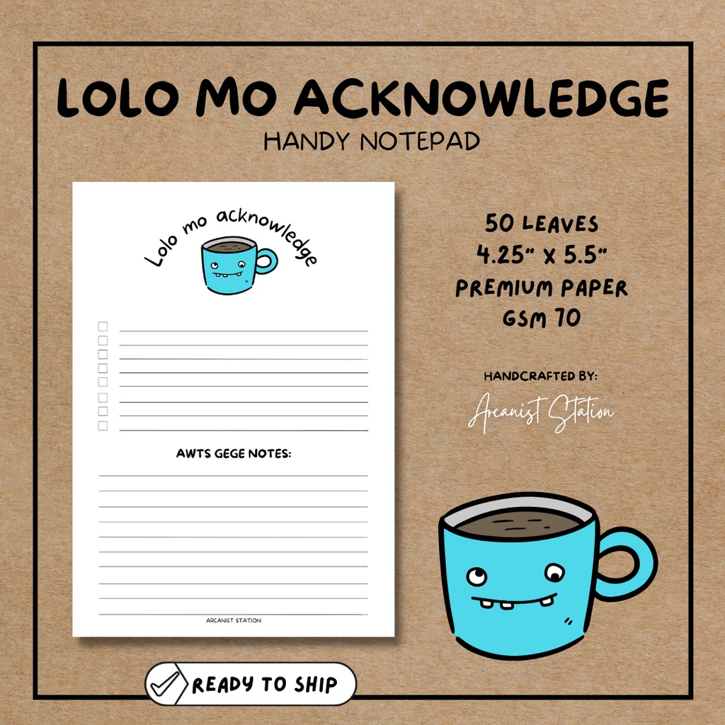 Lolo mo acknowledge - Witty Tagalog Notepad Planner | Shopee Philippines