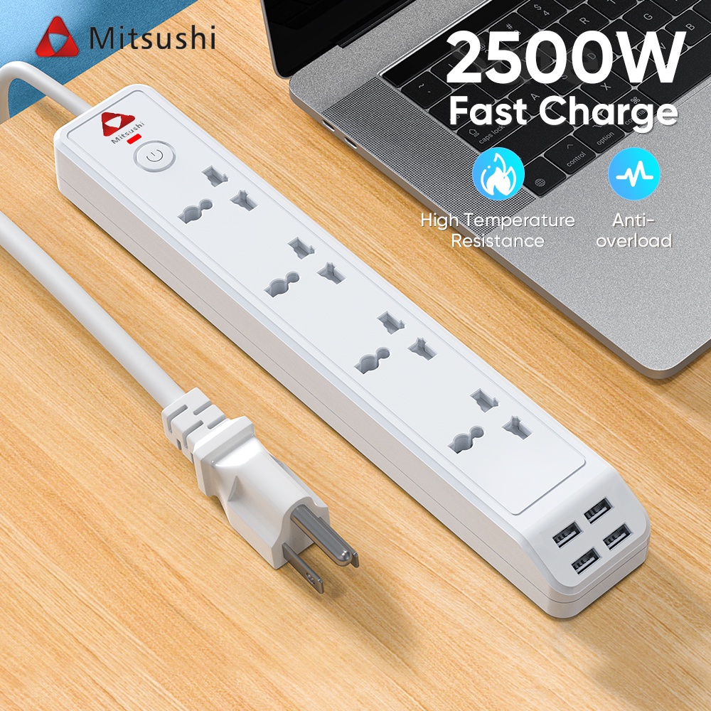 Mitsushi Extension Outlet 2M Power Socket Extension with 4 Power Socket ...