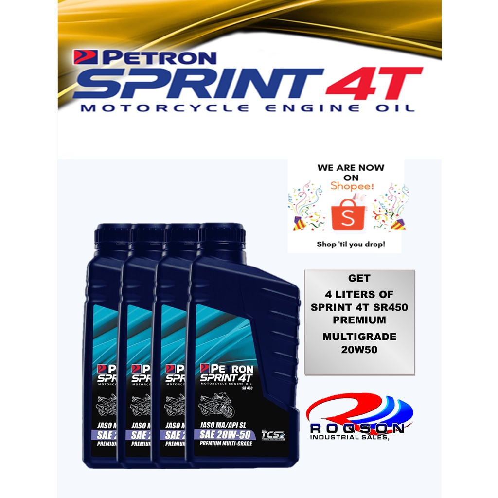 PETRON SPRINT 4T SR450 PREMIUM MULTIGRADE 20W50 (4 Liters) | Shopee ...
