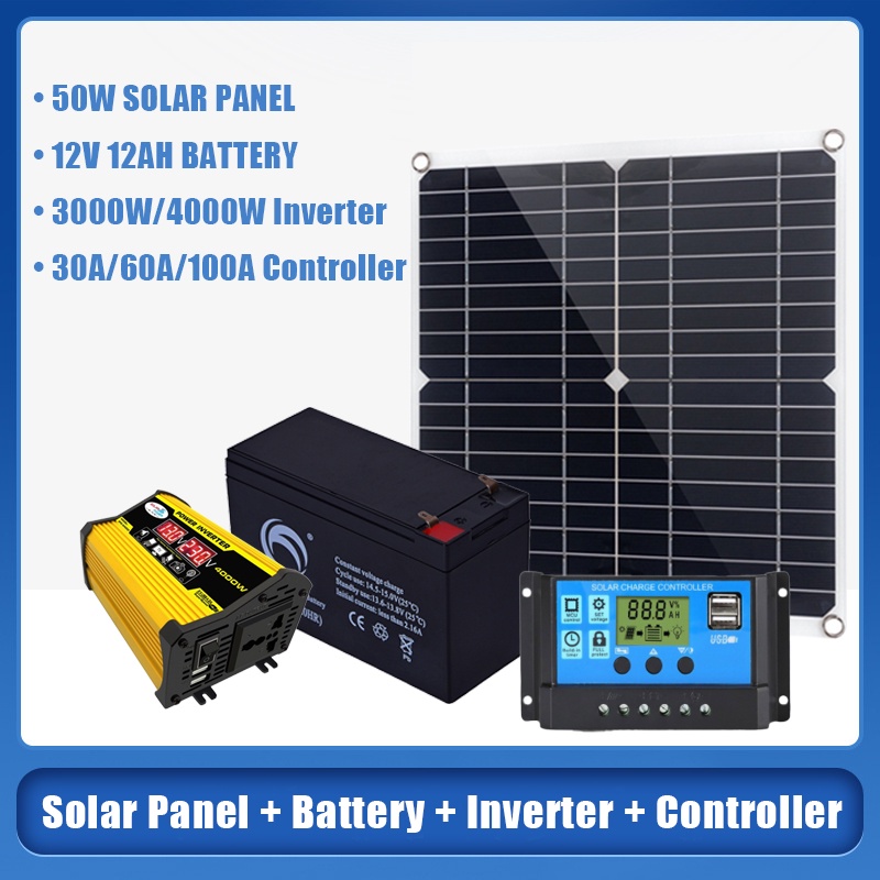 Power Station 4in1 Solar Generator With 50W Solar Panel 12v Solar ...
