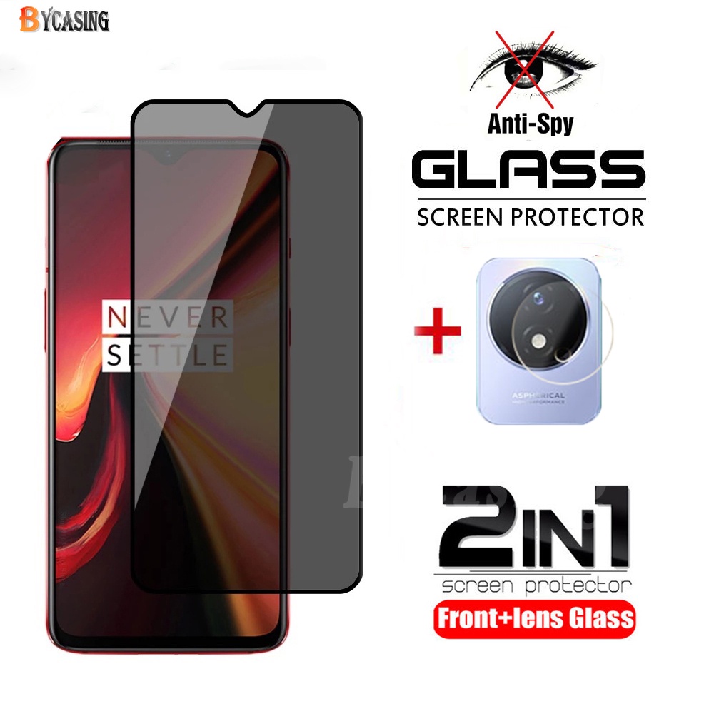 2 in 1 Anti-Spy Tempered Glass Film for VIVO Y17S Y36 Y27 Y02 Y01 Y02S Y16 Y35 Y22S Y15S Y15A ...