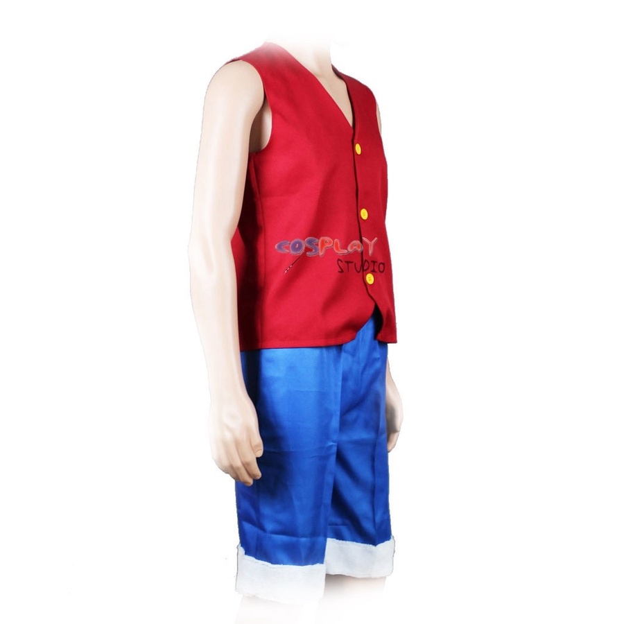 Japanese One Piece Cosplay Set Anime Monkey D Luffy Vest and Pants Red ...