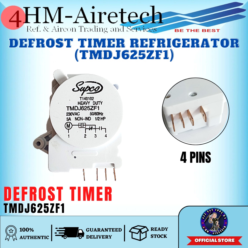4HM DEFROST TIMER for REFRIGERATOR 4 PINS 230V, 50/60HZ supco | Shopee ...