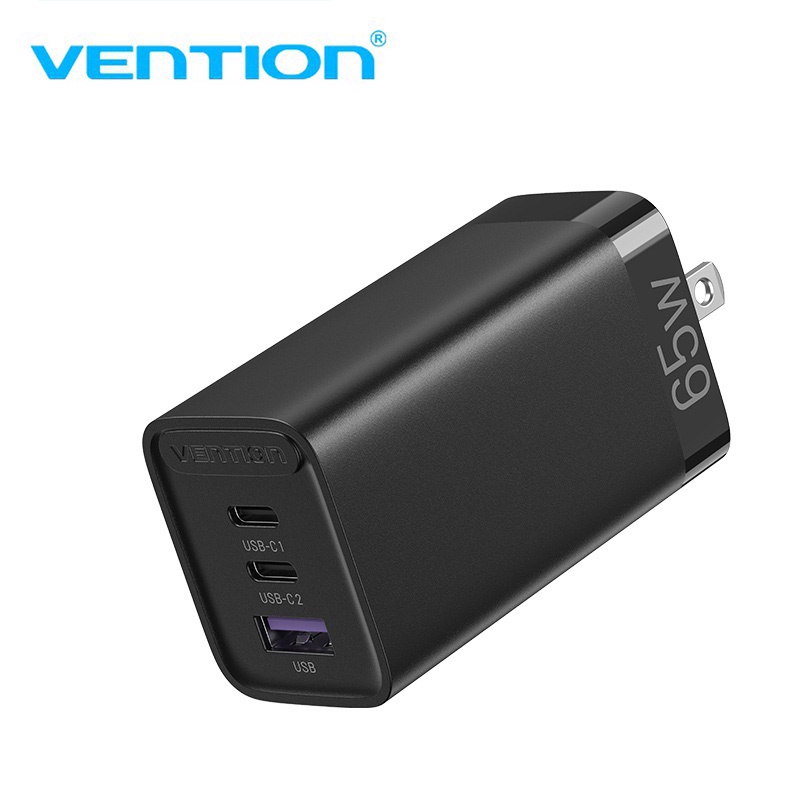 Vention 65W USB C 3 Ports GaN Wall Charger PD 3.0 Fast ChargerUSB C ...