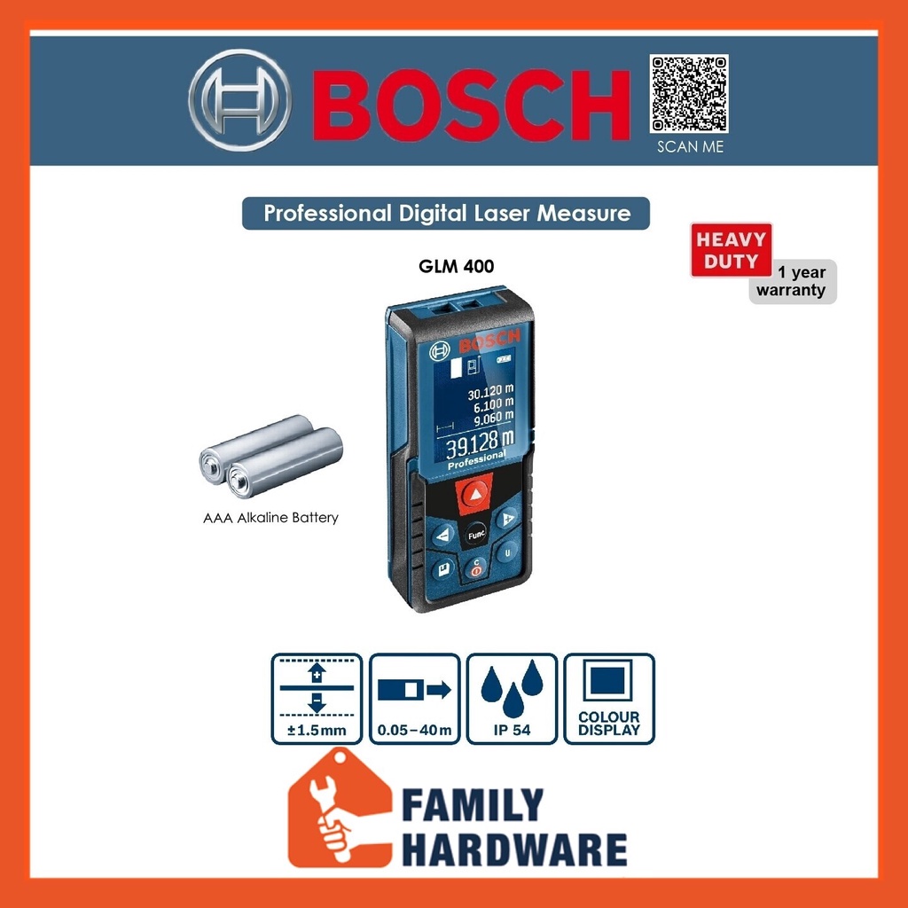 BOSCH GLM 400 Conversion At One Press Laser Measure Pengukur Jarak Jauh ...