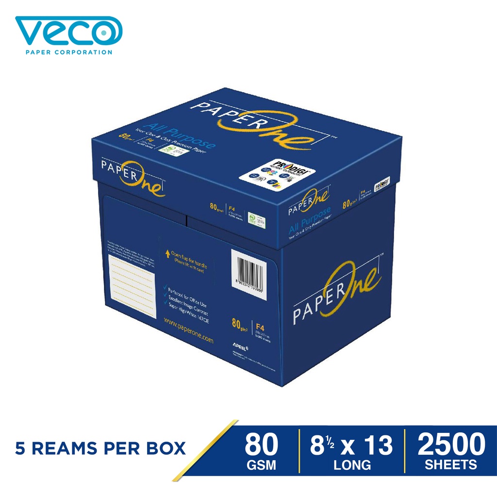 Veco PaperOne 80gsm (Short, A4 & Long) 5reams/box | Shopee Philippines