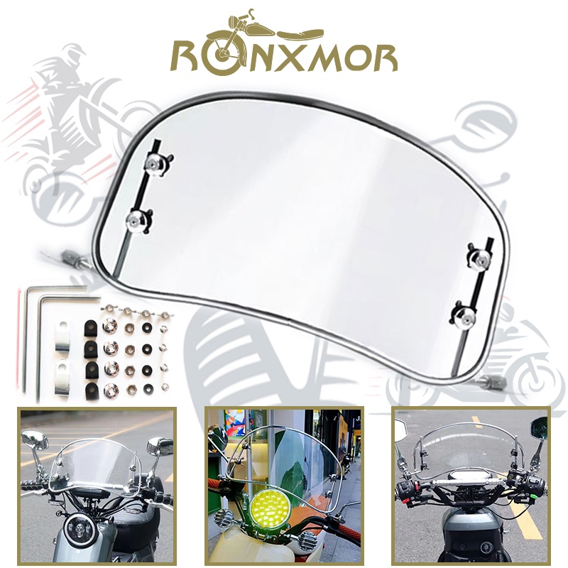 RONXMOR New E-bike Motorcycle Front Windshield Universal Transparent ...