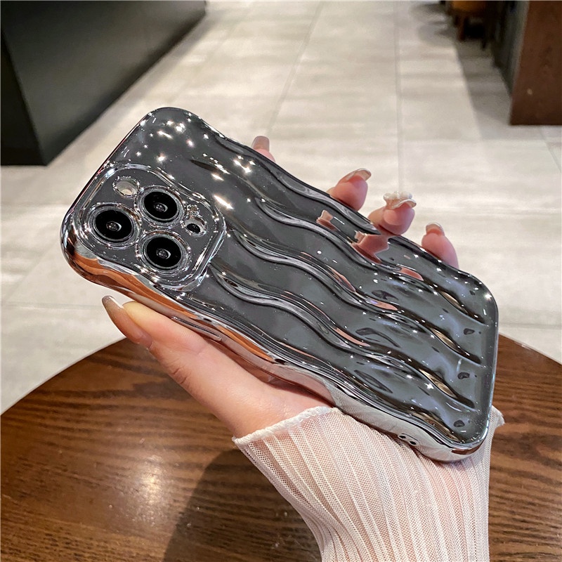 luxury Creative wavy camera protection case for iPhone 11 12 13 14 Pro ...