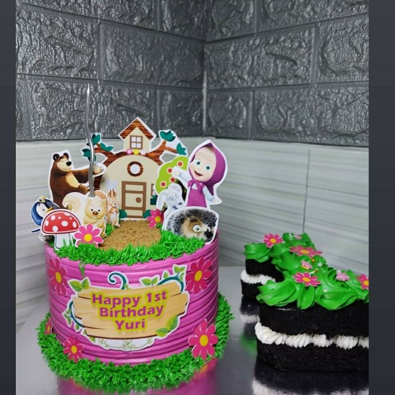 customized photo Printed cake toppers Masha and bears trees and friends ...