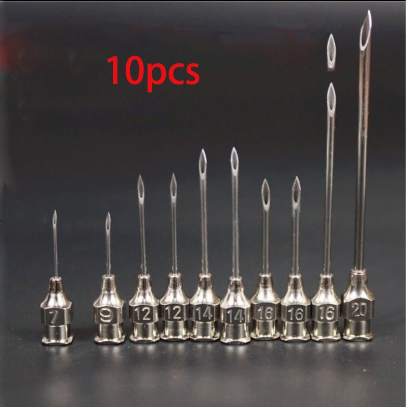 10pcs 304 Thick-Walled Stainless Steel Needle Veterinary Injection Beef ...