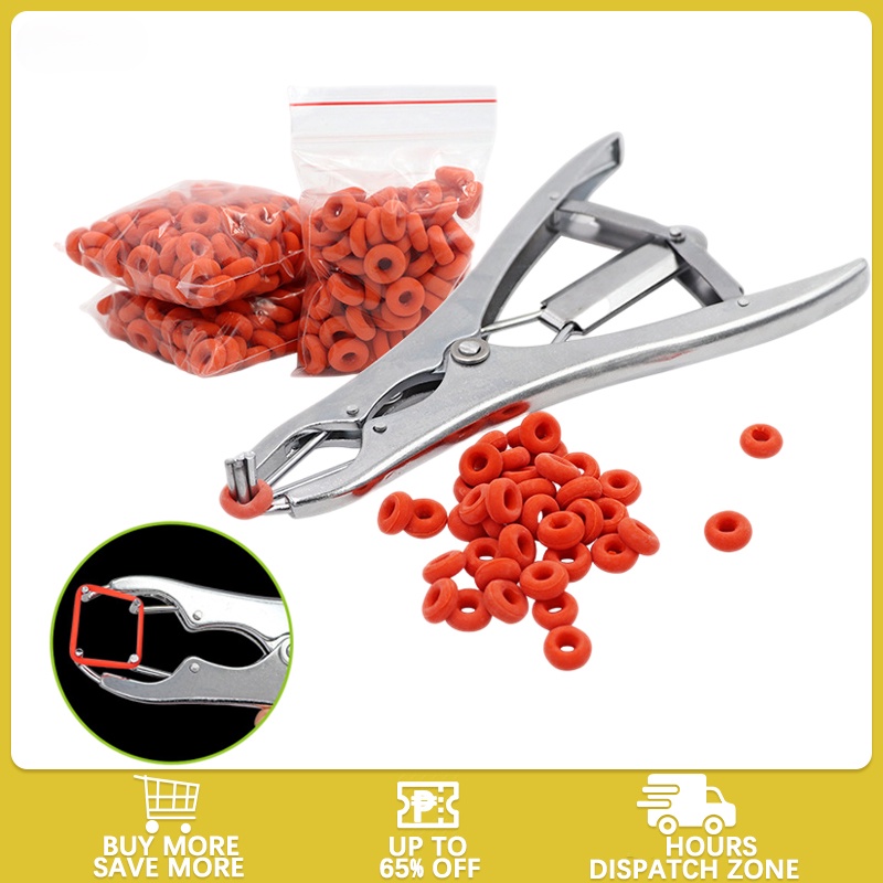 Qinoulieran 1Set Castration Bander Pliers with Rubber Ring Livestock ...