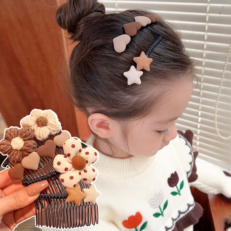 Kids Cute Hairpin Hair Insert Comb Bow Flower Hair Comb Clip Hair ...