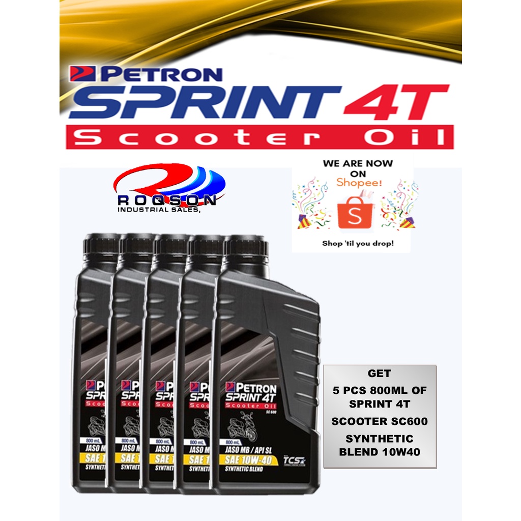 PETRON SPRINT 4T SC600 SCOOTER OIL SYNTHETIC BLEND SAE 10W40 (5 PCS ...