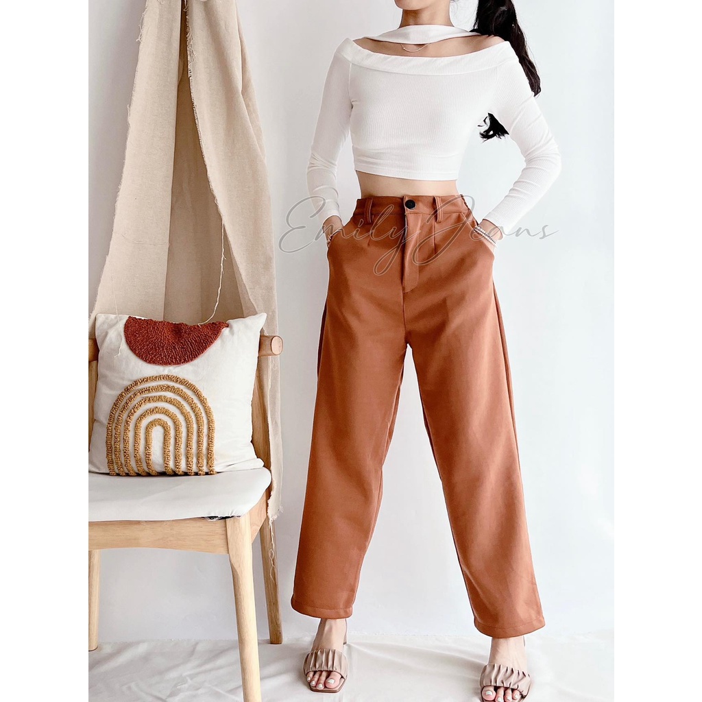 EMILY Korean Dupe High Waist Loose Fit Trouser Pants Wide Leg 10940 ...