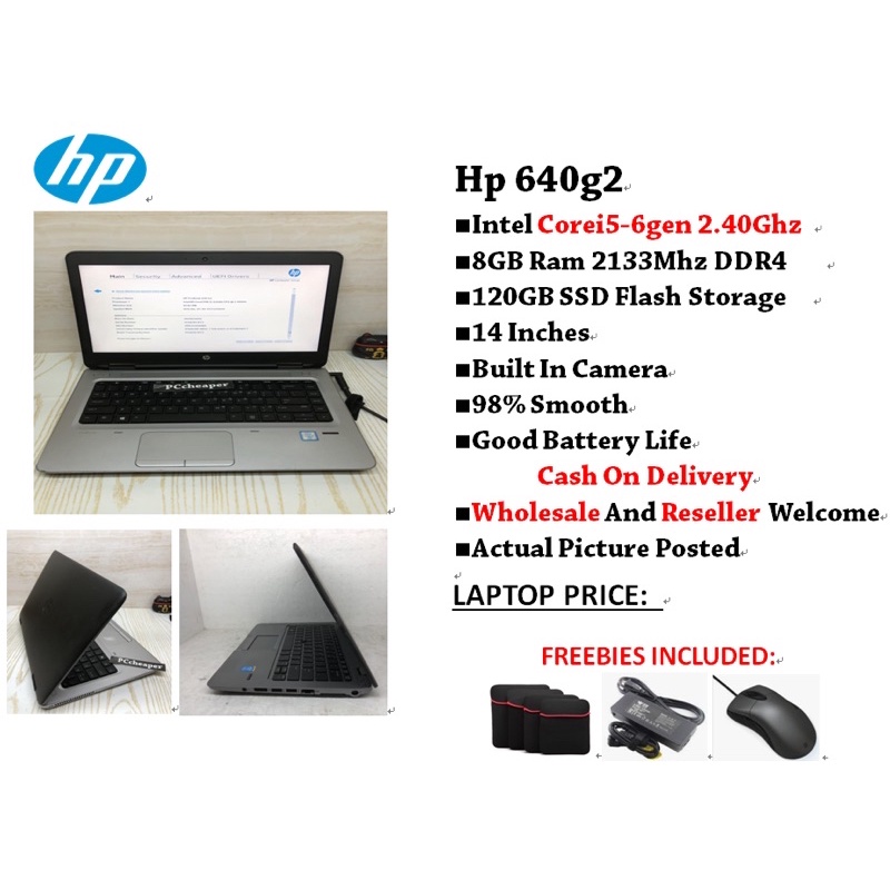 hp laptop 640g2 i5 6th gen 640g3 i5 7th gen ssd storage built in camera ...