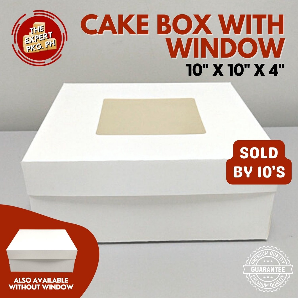 [10pcs] 10x10x4 Cake Box Plain With Window or No Window / Pastry Box ...