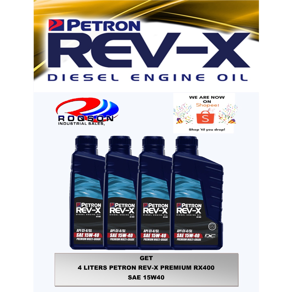 PETRON REV-X PREMIUM MULTIGRADE RX400 SAE 15W40 (4 LITERS) | Shopee ...