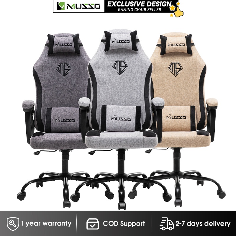 MUSSO 109B Model 2 Gaming Chair, Fabric Computer Chair With Lumber And ...