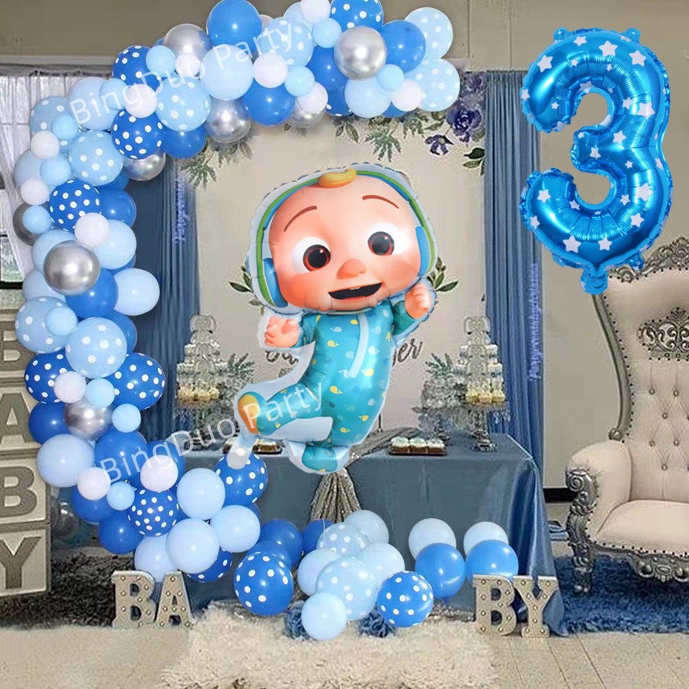 Cocomelon Theme JoJo Foil Balloon Blue Star Number 1-9 Year-Old ...