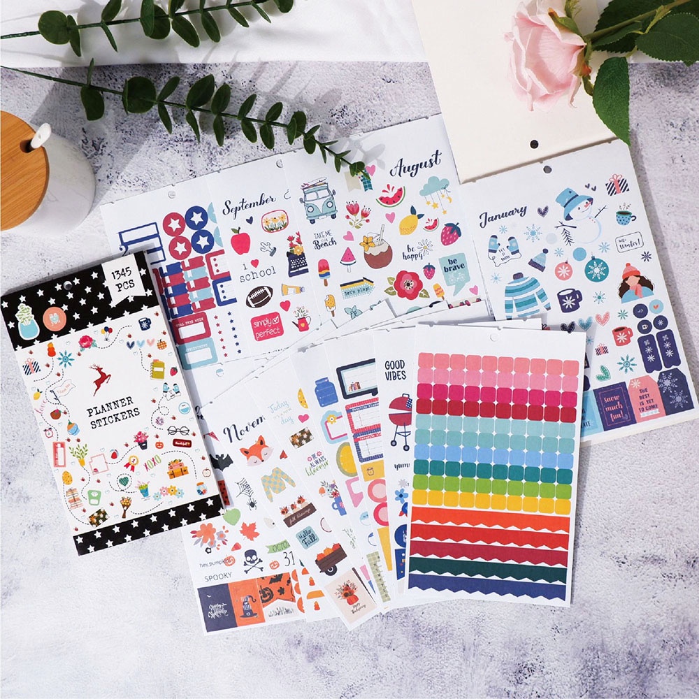 1345Pcs Cartoon Planner Stickers Scrapbooking School Stationery Diary ...
