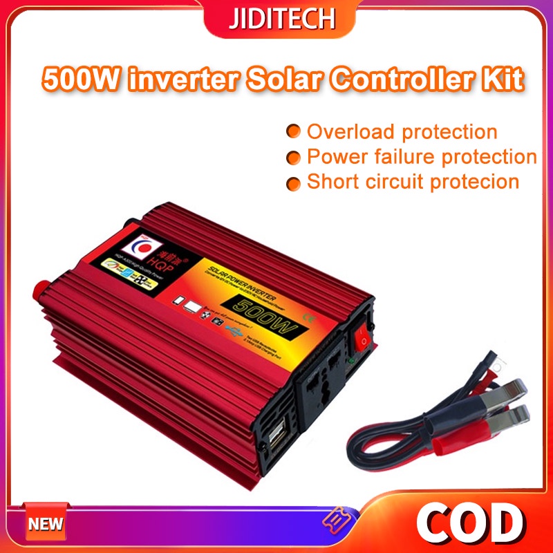 Jiditech DC12V 500W Solar Power Inverter Set Inverter Electric Fisher ...