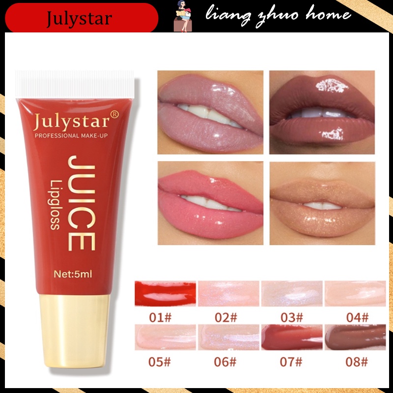 Julystar Fruit Lip Oil Scented Lip Gloss 8 Color Plumping Lip Gloss Moisturizing Crystal Glitter ...