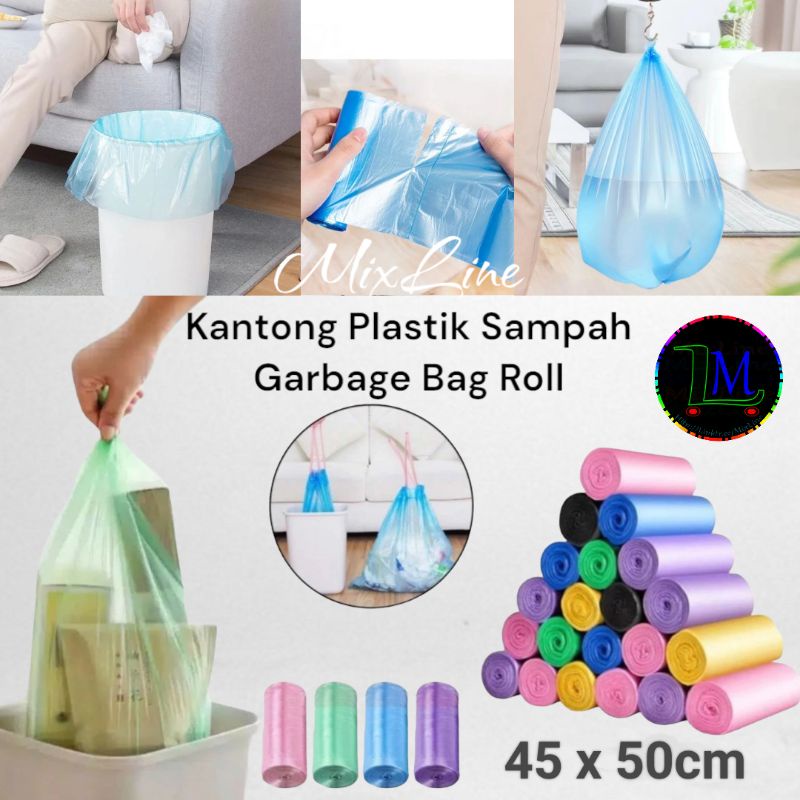 Plastic ROLLED TRASH || Garbage Bag Roll 45 x 50cm || 1 Roll 15pcs ...
