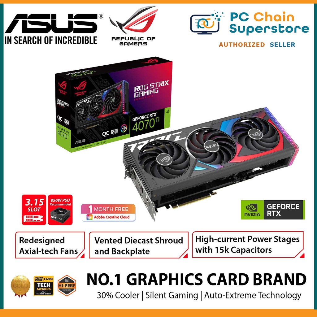 ASUS ROG Strix GeForce RTX 4070 Ti 12GB GDDR6X OC Edition 4070Ti ...