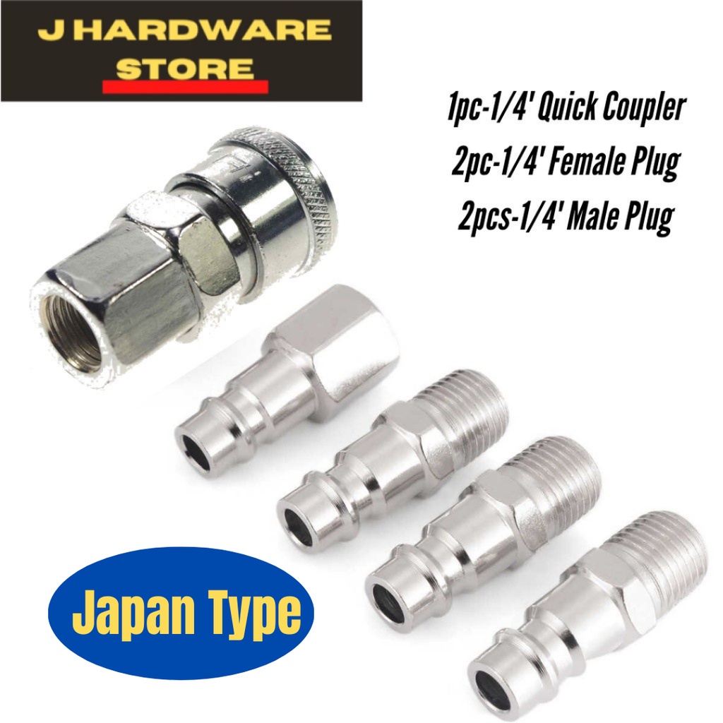 Jaguar 5pcs Metal Quick Coupler Set Solid Air Hose Connector Fittings ...